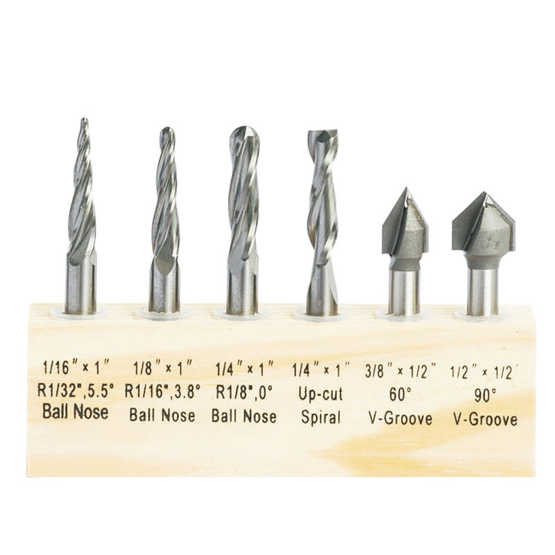 6Pcs 3D CNC Carving Bit 1/4" Shank Wood Carving And Engraving Drill Bits